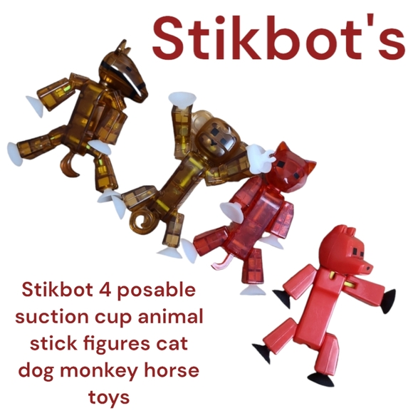 stickbots | Toys | Stikbot 4 Posable Suction Cup Animal Stick Figures ...